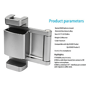 PellKing Osmo Pocket/Osmo Pocket 2 Phone Holder Set Expansion Accessories + Universal Mini Extension Pole Tripod Compatible with DJI OSMO Pocket 2/ DJI OSMO Pocket and Smartphone