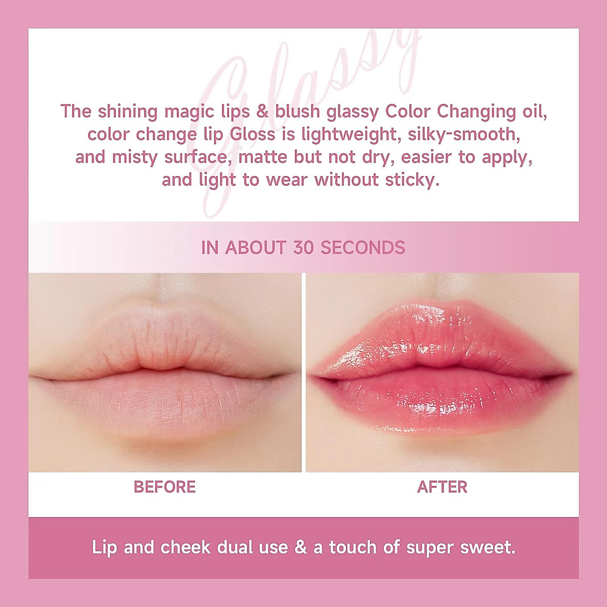 NewBang Moisturizing Blush Rouge Color Changing Liquid Blush Oil for Cheek and Lips Tint Rubor Lip Gloss Multi Use Transparent Magic Ph Blusher Clear Blusher Gel Waterproof Glossy Shiny Finish Makeup