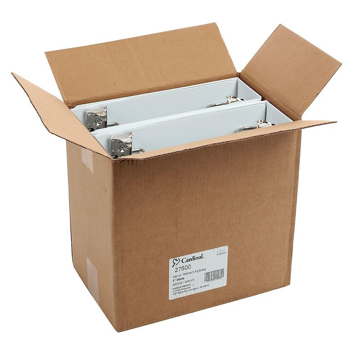 Cardinal Performer 3-Ring Binders, 3", Non-Locking Slant-D Rings, 725-Sheet Capacity, ClearVue Presentation, Non-Stick, PVC-Free, White, 4-Pack (27600)