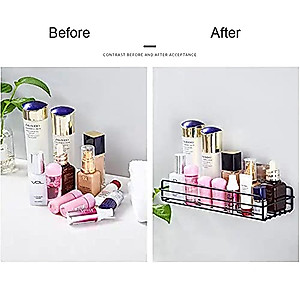 ArdioPlax 2 Pack Bathroom Storage Organizers Shower Caddy, Adhesive Bathroom Shelf with Removable Hooks, No Drilling Strong Wall Mounted Racks for Shower, Kitchen, Toilet and Dorm