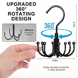 Lunies Belt Hanger for Closet 2-Pack, Tie and Belt Organizer for Closet, Metal Tie Rack, Bra Hanger Organizer, Hanging Belt Holder Storage for Closet, Scarf, Bra, Purse, Hat (Black)