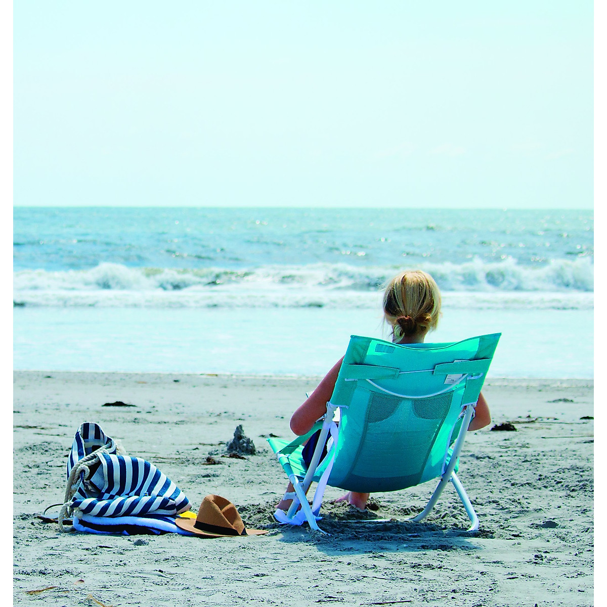 Rio Beach Portable Compact Fold Breeze Beach Sling Chair, Teal