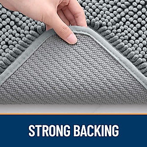 OLANLY Dog Door Mat for Muddy Paws 30x20, Absorbs Moisture and Dirt, Absorbent Non-Slip Washable Mat, Quick Dry Chenille, Mud Mat for Dogs, Entry Indoor Door Mat for Inside Floor, Grey