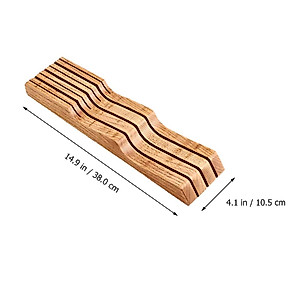 Hemoton Kitchen Knife Block Wood Drawer Knife Organizer Bamboo in Drawer Knife Holder Tray Knives Storage Rack Chopping Knife Stand for Home