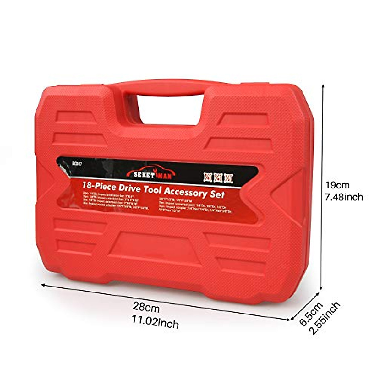 SEKETMAN 18-Piece Drive Tool Accessory Set,Includes Socket Adapters, Extensions and Universal Joints and Impact Coupler, Professional Socket Accessories