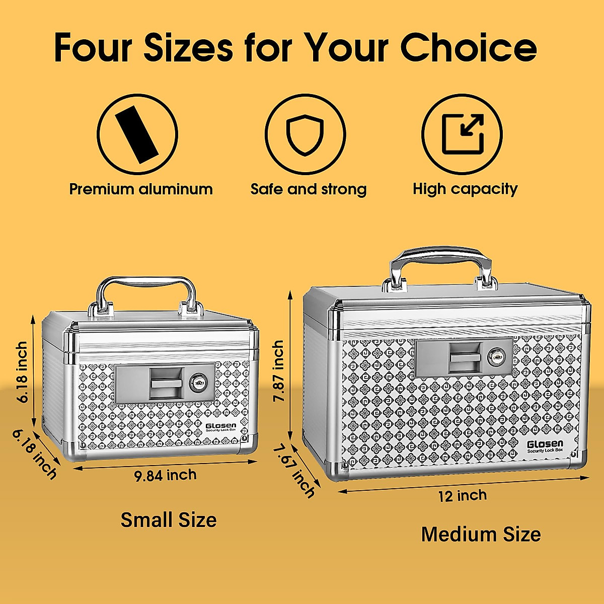 Medicine Lock Box,Storage Lock Box Lockable Dorm Storage Trunk with Key Lock - Briefcase, 【Extra Small】9.84 * 6.18 * 6.18 Medicine Lock Box, Lock Boxes for Personal Items