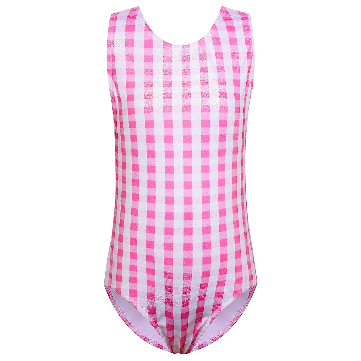 TFJH E Leotard for Girls Gymnastic Clothes Ballet Dancewear Practice Outfits Tumbling Wear 5t 6t Pink Plaid 6A