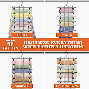 2 Pack Closet-Organizers-and-Storage,6 Tier Mens-Shorts Pants-Hangers-Space-Saving,Skirt-Hangers with Clips for Closet Organizer,College-Dorm-Room-Essentials,Closet Storage Jean Yoga Legging Hanger