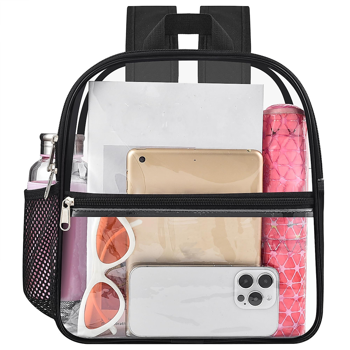 USPECLARE Clear Small Backpack Stadium Approved, Water proof Transparent Backpack for Work & Sport Event… (black)…