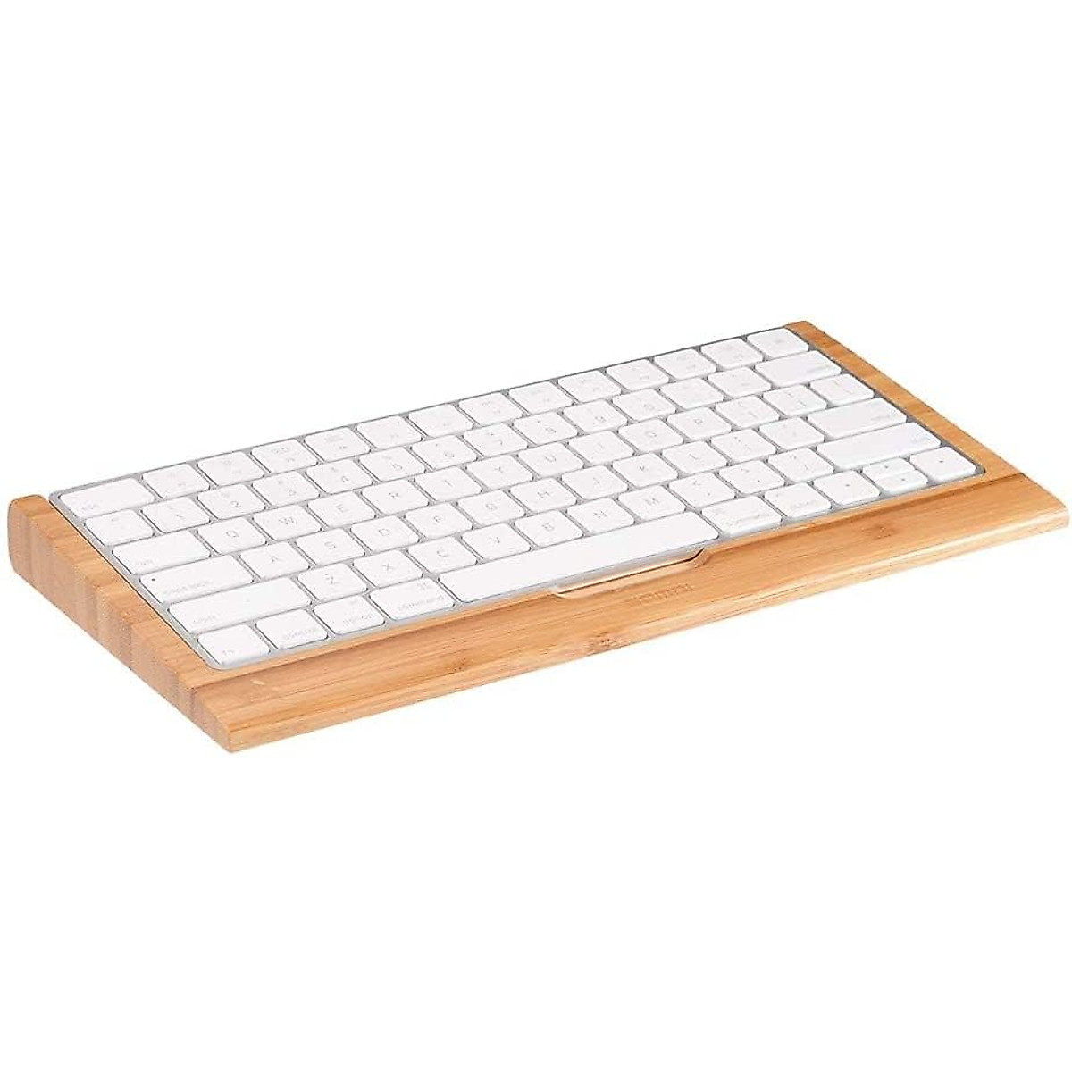 SAMDI Wooden Keyboard Tray, 2nd Generation Wireless Keyboard Tray for iMac Bluetooth Stand Base Keyboard Mounting Platform Shelf, Small Slot for Magic Keyboard Storage - (Bamboo)