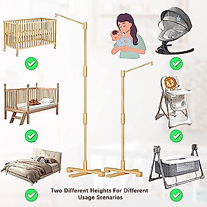 FEISIKE Baby Crib Mobile Arm, 57.4 Inch Mobile Arm for Crib Wooden Nursery Decor Hanger,Holder for DIY Mobile Baby Girl Boy,Hanging Attachment Set Upgrade Floor Stand