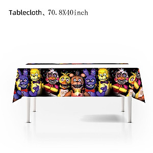 Party Supplies Decorations Five Nights Freddy, 1 Birthday Banners, 1 Tablecover，25 Cake Decorations, 16 Balloons , children Birthday Party Favors