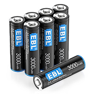 EBL 8 Pack 1.5V Lithium AA and 8 Pack Lithium AAA Batteries High Performance Constant Volt Lithium Battery