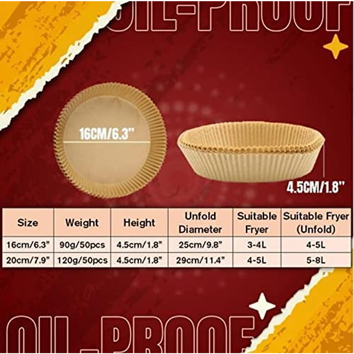 100 PCS Disposable Paper Liner for Air Fryer, Disposable Parchment Liners, Round Baking Paper-Liners for Baking Roasting Microwave (Nature)