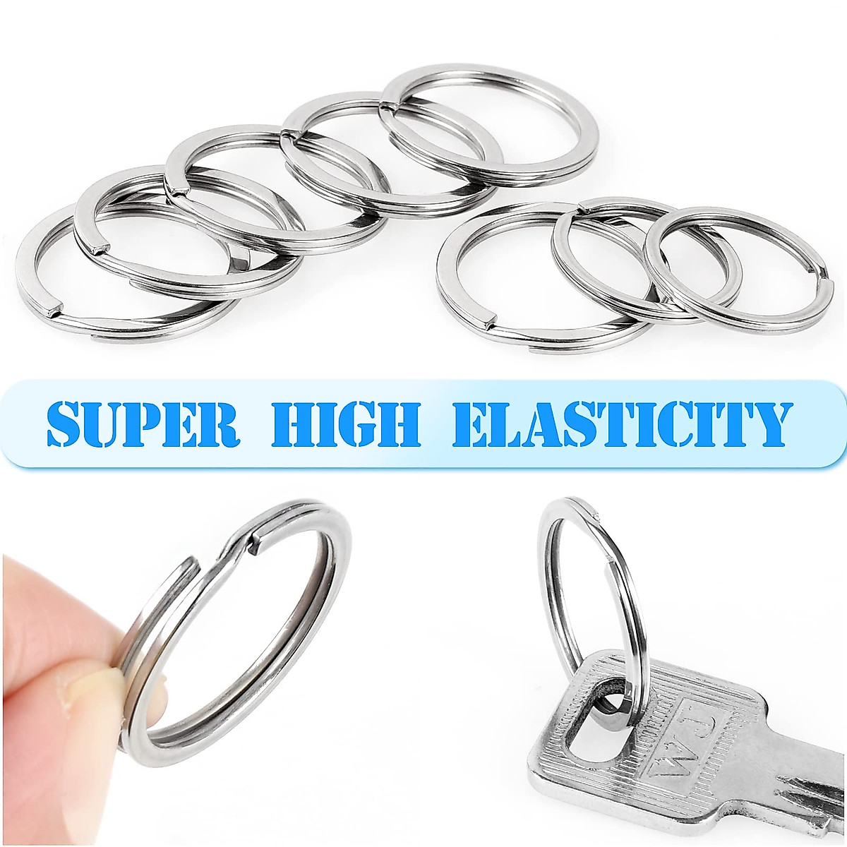 20pcs Stainless Steel Key Ring, Round Key Rings for Flat Keychains, Keychain Rings Key Rings for Keychains for Car Keys, Household Keys, Dog Tags (25mm and 30 mm)