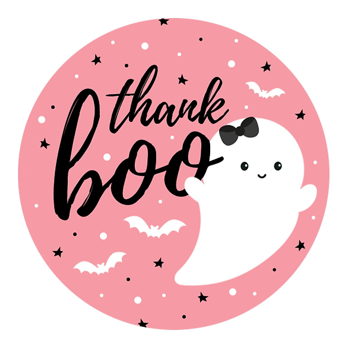 Pink A Little Boo is Almost Due Girl Baby Shower Thank You Card Stickers, Halloween Baby Shower Party Favor Bag Labels - 40 Count
