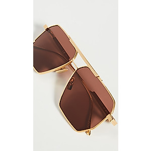 Bottega Veneta Geometric Navigator Sunglasses, Gold/Gold/Brown, One Size