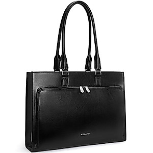BOSTANTEN Leather Briefcase for Women Vintage 15.6 inch Laptop Bag for Women Business Shoulder Handbag Black