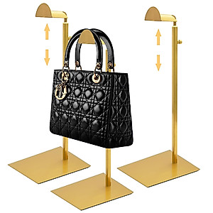 Royxen 3 Pack Handbag Rack Stainless Steel with Adjustable Height, Purse Display Stand (Gold)