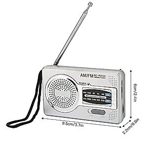 GOWENIC Portable Radio, Mini Pocket AM FM Transistor Radio Battery Powered Weather Radio with Loudspeaker Headphone Jack for Home, Outdoor Travel, Entertainment, Emergency Use