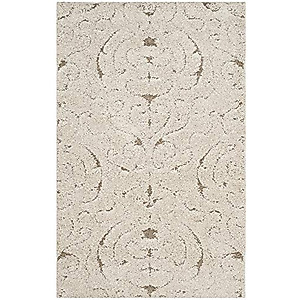 SAFAVIEH Florida Shag Collection 3'3" x 5'3" Cream/Beige SG467 Scroll Non-Shedding Living Room Bedroom Dining Room Entryway Plush 1.2-inch Thick Area Rug