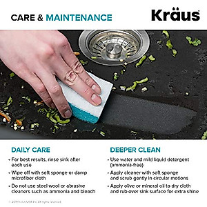 Kraus KGU-434B Undermount 50/50 Double Bowl Granite Kitchen Sink, 32.5-Inch, Black