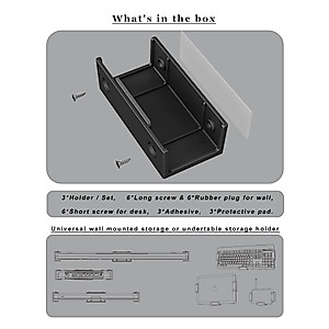NOTMBESTM Under Desk Laptop Holder Under Desk Rack Mount for Keyboard & Small Devices Also Fit for Cable Box Wall Mount Tray Organizer Like Routers, Modems, Network Switch and More