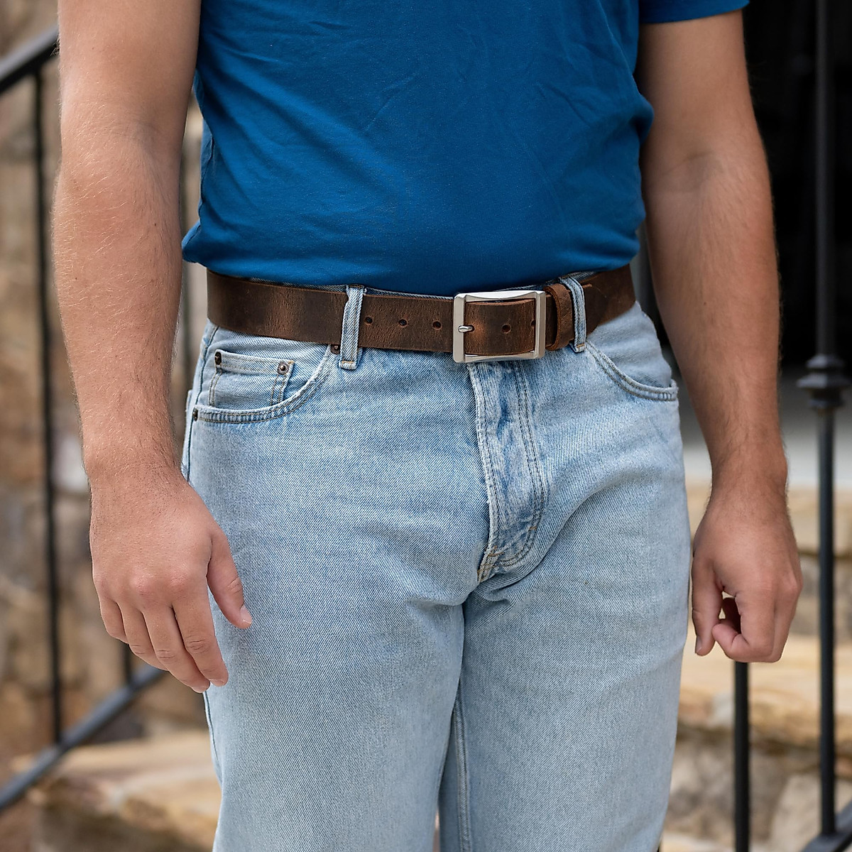 Nickel Smart The Site Manager Distressed Leather Brown Belt (38 inch)