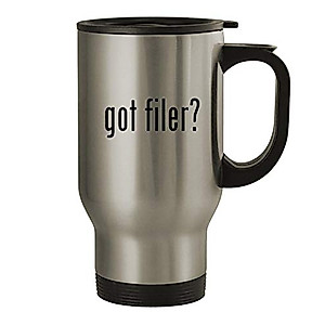 Knick Knack Gifts got filer? - 14oz Stainless Steel Travel Mug, Silver