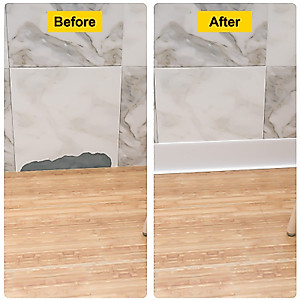 Jaspond Flexible Baseboard Molding Trim, 4 Inch(W) x 20 Feet(L) Self-Adhesive Vinyl Wall Base Cove Base, Peel and Stick Rubber Wall Base Moulding Trim