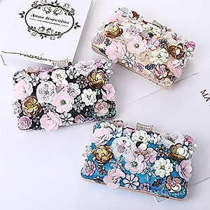 Women Fashion Luxury Party Handbags Wedding Bag Floral Bag Purses and Handbags Clutch bag Cross body Bag (Pink)