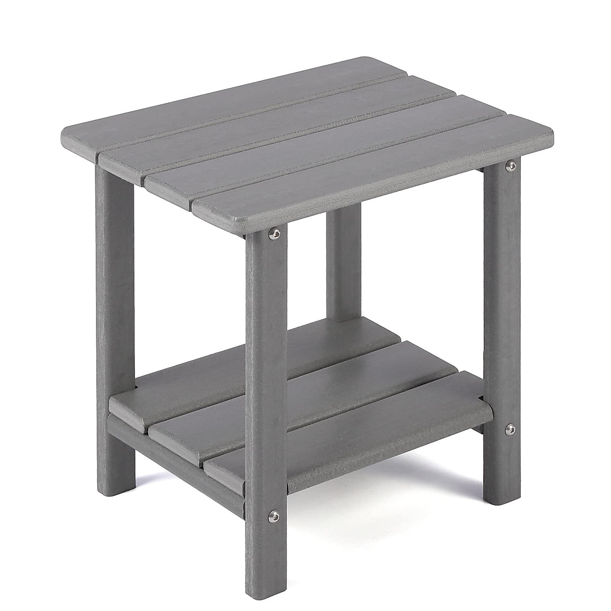 Apolimi Adirondack Outdoor Side Table, 2-Tier Sturdy Patio End Table Weather Resistant, 16.5" Solid Side Table for Patio, Pool, Porch (Grey)