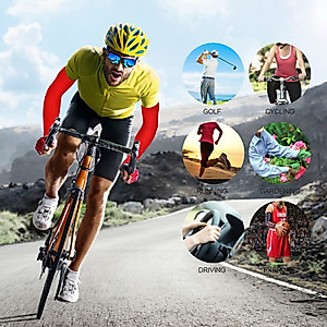 Kigai Red Cooling Sleeves for Arm Compression Sleeve with Thumb Hole UV Sun Protective Arm Cover for Men Women Gardening Outdoor Activity