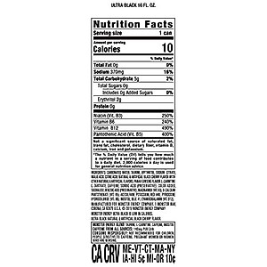 Monster Energy Ultra Black, Sugar Free Energy Drink, 16 Ounce (Pack of 15)