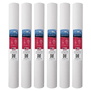 1 Micron 20 Inch x 2.5 Inch | 6-Pack Melt Blown Polypropylene Whole House Sediment Replacement Cartridge | Compatible with Pentek P1-20, Hydronix SDC-25-2001 | Made in the USA, US Water Filters