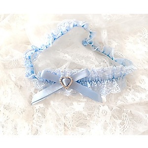 Ealafee 2023 Sexy Lace Wedding Garters for Bride with Bow Party Prom Leg Garter Belt Blue garter belt blue garter for bride on wedding
