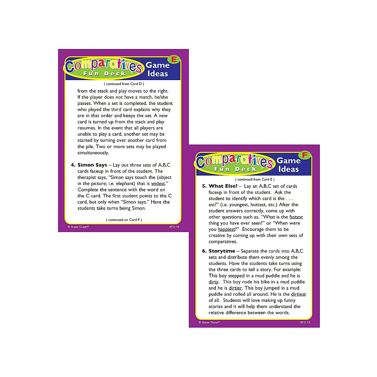 Super Duper Publications | Comparatives Fun Deck Flash Cards | Educational Learning Resource for Children