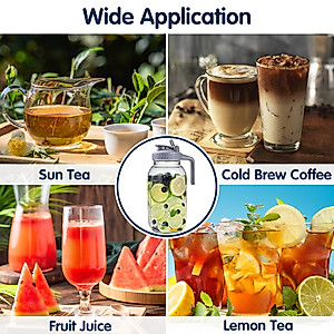 SCIDEA Glass Pitchers with Lid, Set of 2, 64OZ Leak-Proof Airtight Mason Jars, Wide Mouth Water Jugs for Cold Brew Coffee, Iced tea, Milk, Food Storage, Sun Tea Jar.