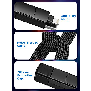 Multi Charging Cable EDC Travel Portable Keychain Charger Cable with PD Ultra-Fast Charging Power, Magnetic 4 in 1 USB C Cable for iPhone 15/15 Pro/ 15 Plus/ 15 Pro Max/MacBook Samsung (Lava Black)