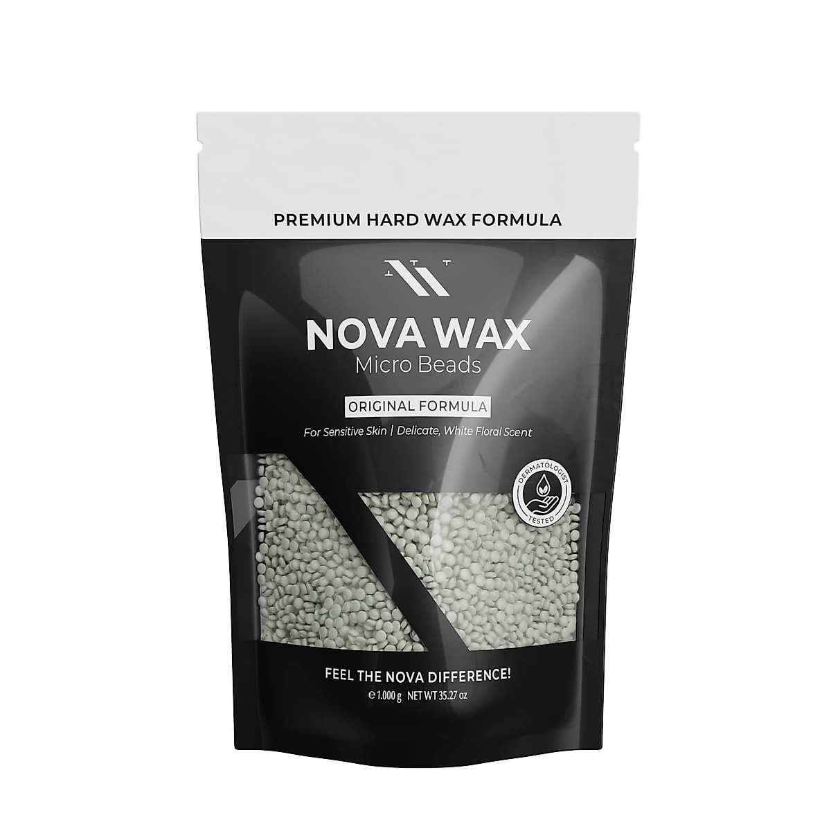 NOVA Wax 1000g (2.2lb) Hard Waxing Beads for Painless Hair Removal, Perfect for Brazilian, Bikini, Face, Legs, Underarm, Back, and Chest - Ideal for Sensitive Skin – Original Floral Scented Formula