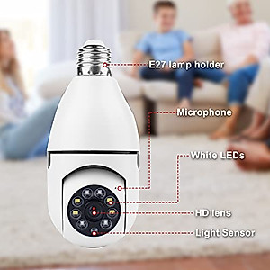 Light Bulb Security Camera: 360 Degree Light Bulb Cam, Wireless Light Bulb Security Camera Wireless WiFi Light Bulb 1080P Light Socket Security Cameras Outdoor Home Security Smart Motion Detection