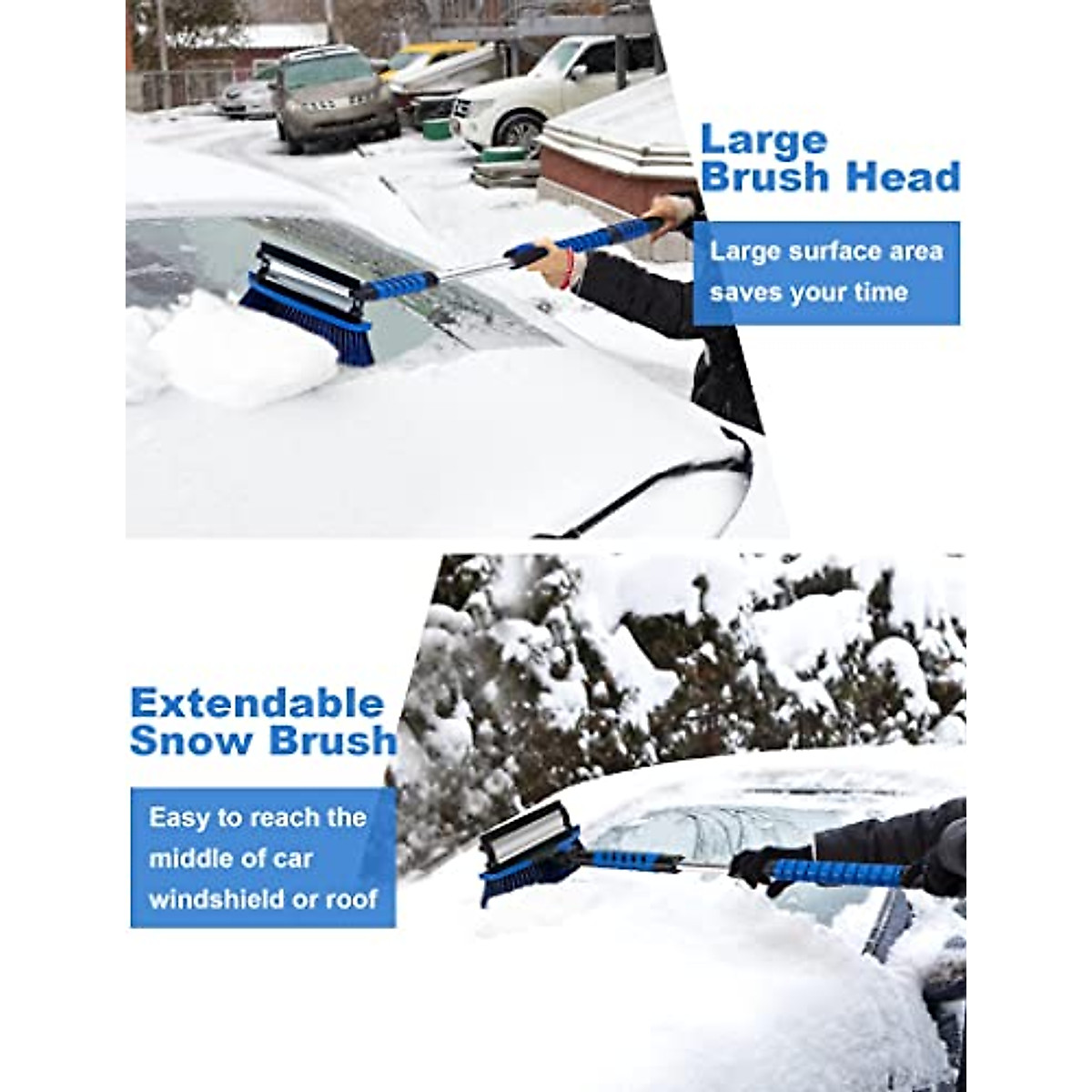 anngrowy 41" Ice Scraper Snow Brush for Car Snow Scraper and Brush Snow Broom Windshield Scraper Car Snow Removal Equipment Snow Cleaner for Car Squeegee Extendable Long Snow Brush Broom for SUV Truck