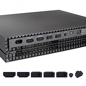 eXtremeRate Horizontal Dust Cover for Xbox One X Project Scorpio Console, Soft Neat lining Dust Guard, Silicone Dust Stopper Plug Cover Set for Xbox One X