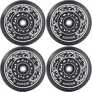 AOWISH 4-Pack Inline Skate Wheels Outdoor Asphalt Formula 90A Aggressive Blades Roller Skates Replacement Wheels with Speed Bearings ABEC 9 and Floating Spacers (Black, 80mm)