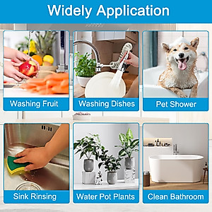 Kitchen Sink Sprayer Attachment for Faucet, ON/OFF Faucet Sprayer Head with Stainless Steel Hose，3 Way Brass Diverter with Aerator, for Kitchen Cleaning, Pet Shower,Hair Washing (5 Adapters）