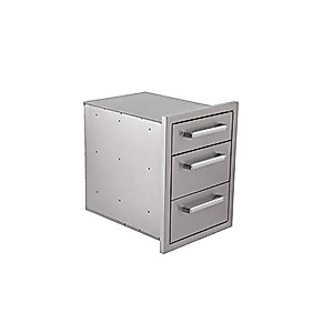 Bonfire Outdoor Kitchen Drawers Stainless Steel Built-in Triple Drawers L16.5 x W21.9 x H22 Inches Triple Layer BBQ Drawers for Outdoor Kitchen BBQ Island, 304 Stainless Steel Drawers, CBATD