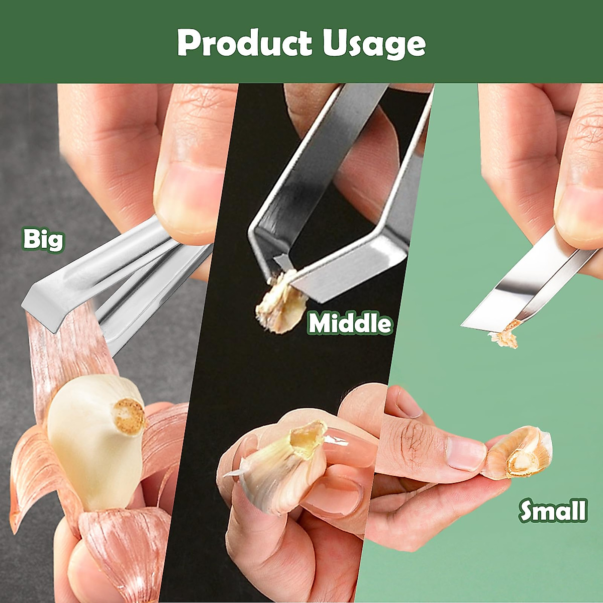 Palksky 3PCS Garlic Peeler, Stainless Steel Garlic Peeler Skin Remover, Easily and Quickly Garlic Peeled