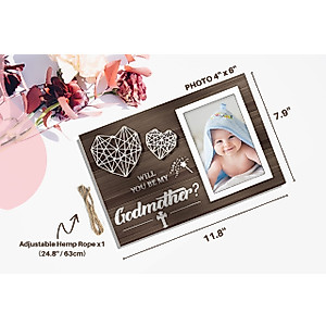 Rivocoda Godmother Proposal Gift, Will You Be My Godmother, Godmother Gifts from Godchild, Picture Frame Gift for Mother's Day or Birthday