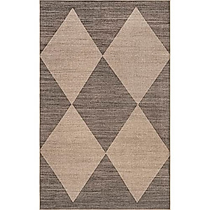 nuLOOM Simple Diamond Easy-Jute Machine Washable Area Rug, 5' x 8', Brown