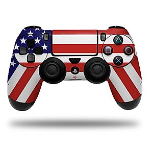 WraptorSkinz Skin Compatible with Sony PS4 Dualshock Controller PlayStation 4 Original Slim and Pro USA American Flag 01 (Controller NOT Included)
